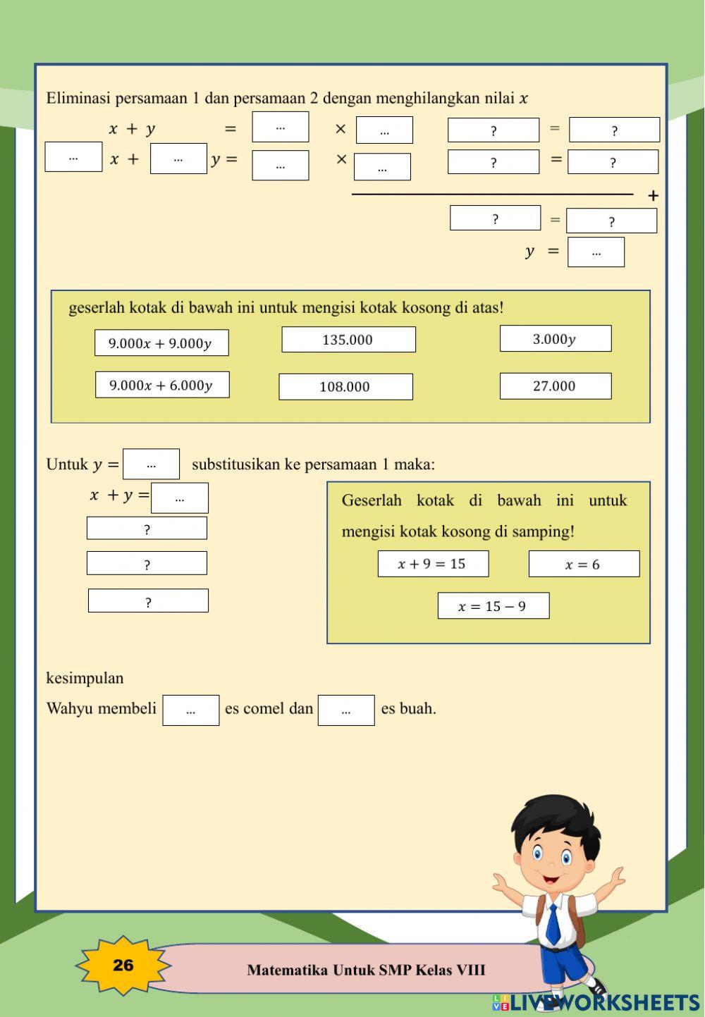 Penerapan SPLDV interactive worksheet | Live Worksheets