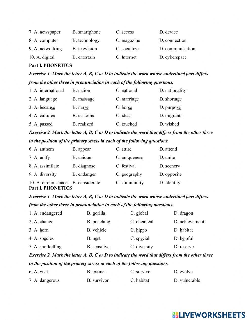 Phonetics activity for 9 | Live Worksheets