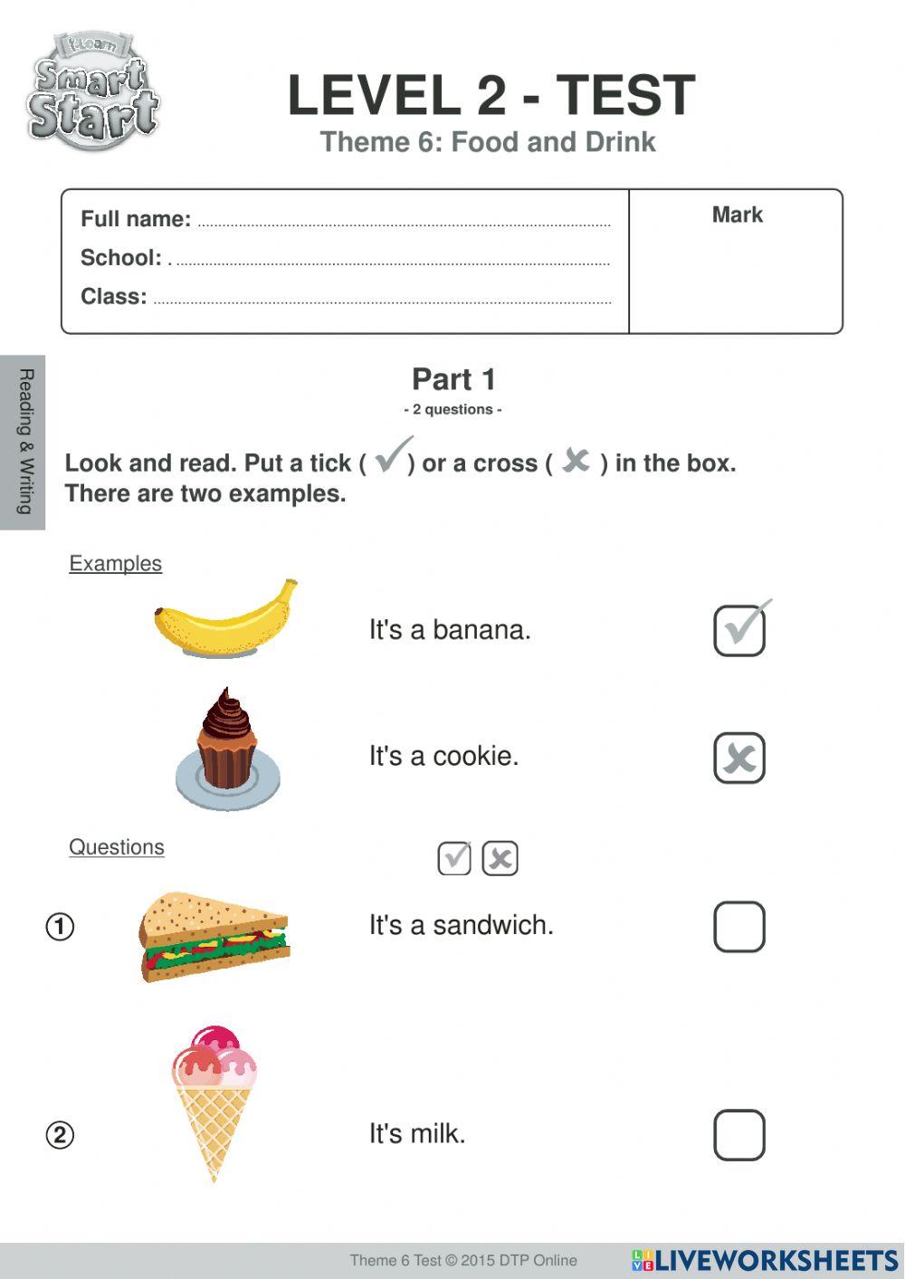 ISS2Theme6Food&Drink-Reading&Writing worksheet | Live Worksheets