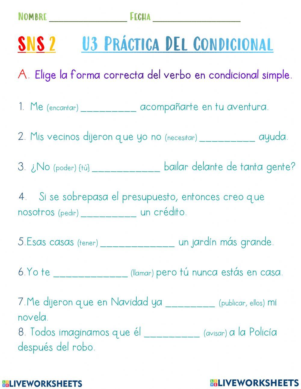 Condicional Online Activity Live Worksheets