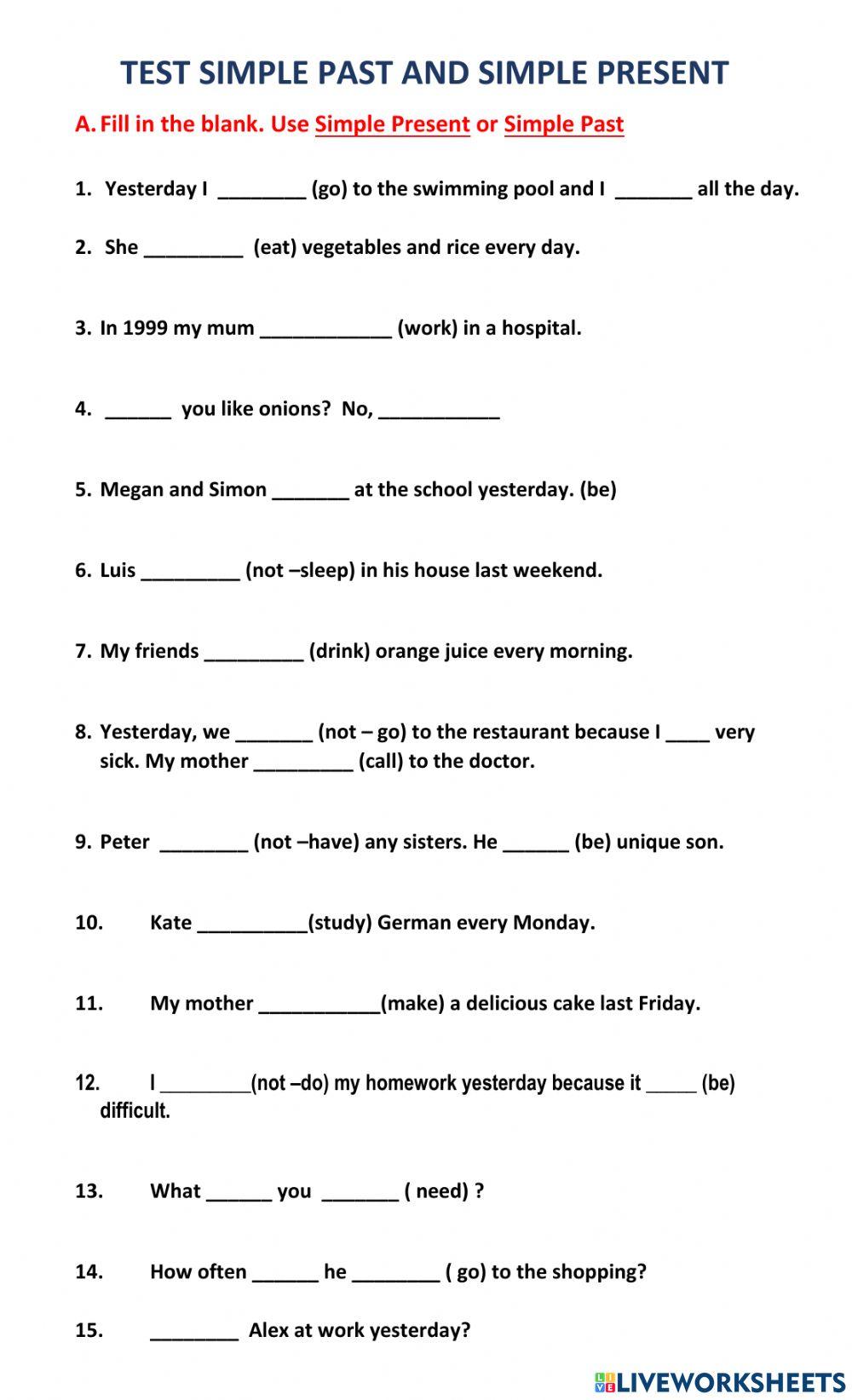 Simple present … | Free Interactive Worksheets | 7108641