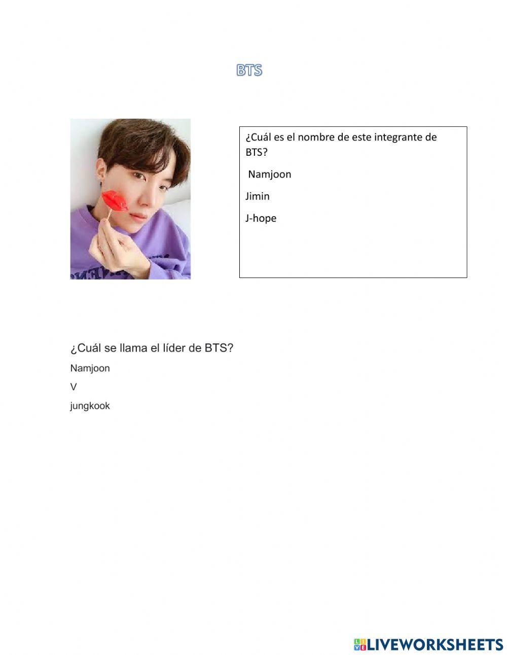 Bts 7108659 | Johanely21 | Live Worksheets