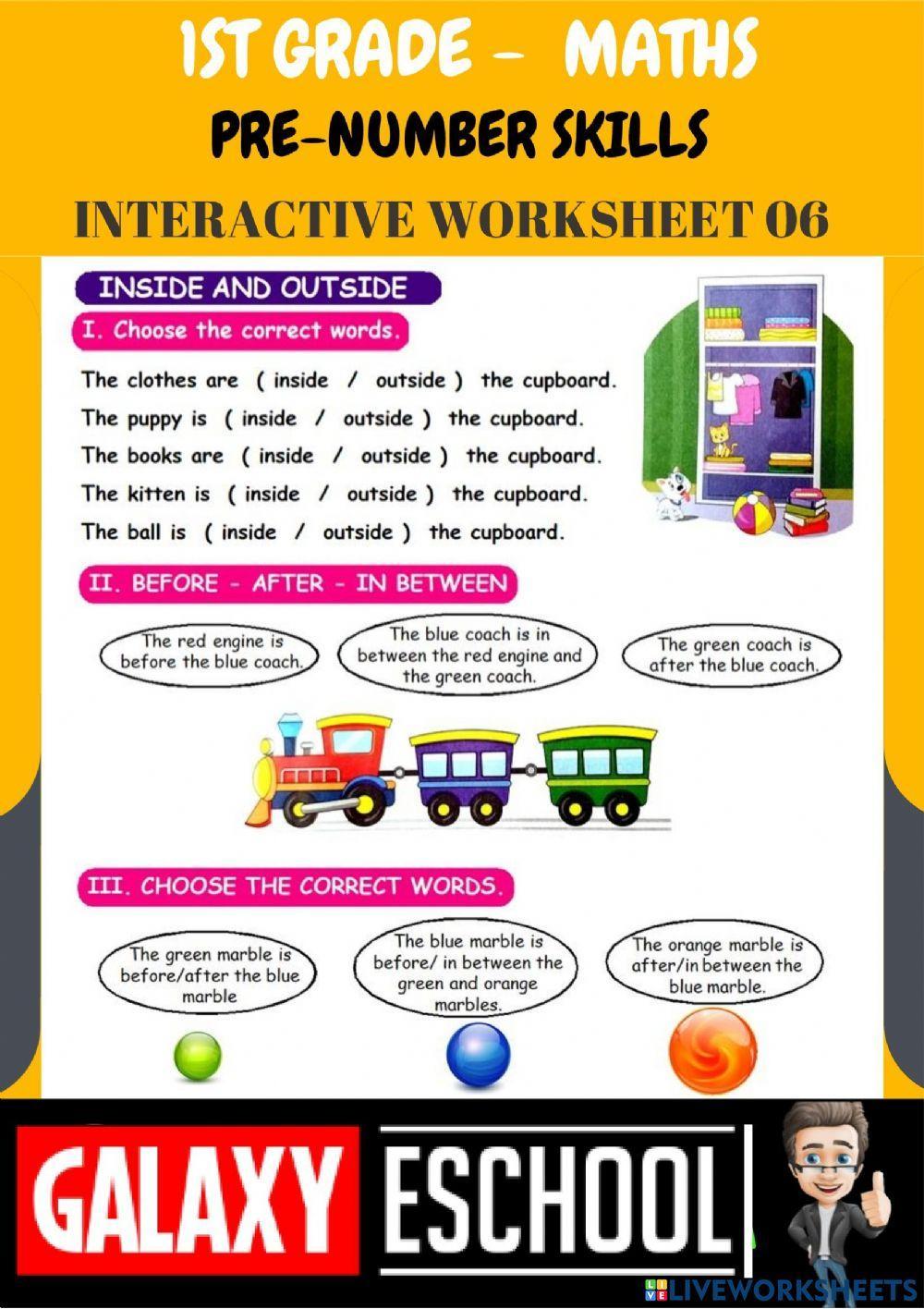 1st-maths-ps06-pre number skills-Galaxy worksheet | Live Worksheets