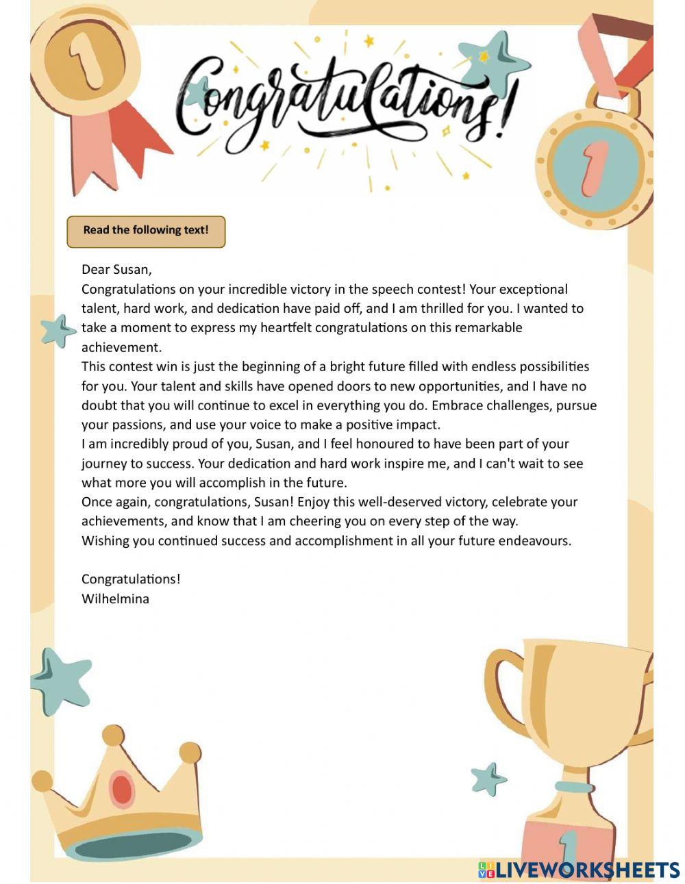 Congratulation Letter 7080896 | Ms_Bee19