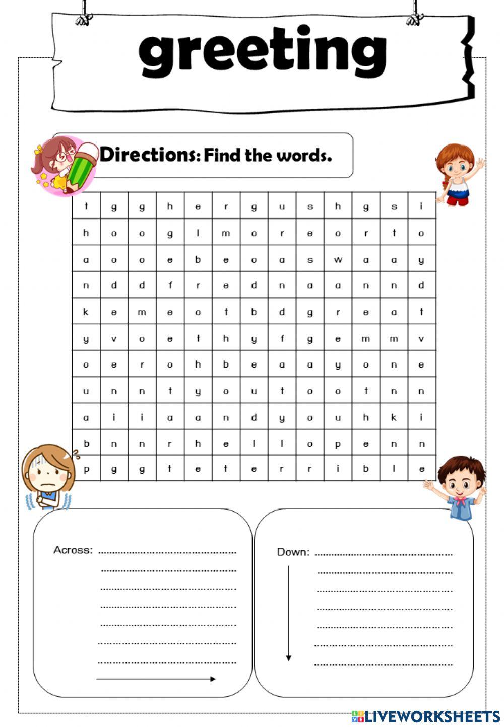 Greeting online exercise for 1 | Live Worksheets