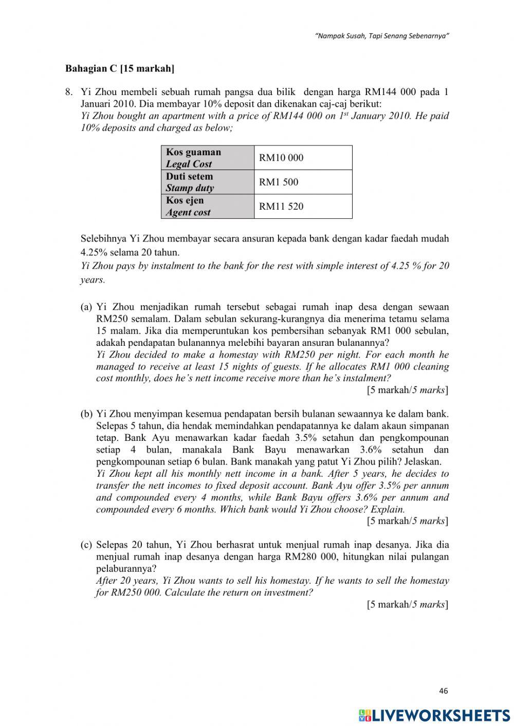 bab 3 matematik tingkatan 3 online exercise for | Live Worksheets