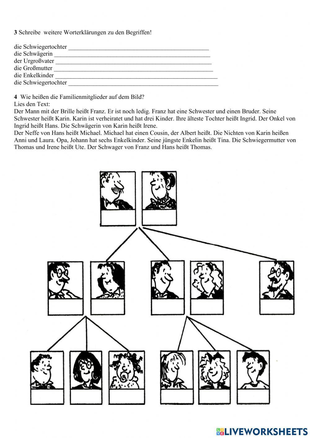 Familie und Ver… | Free Interactive Worksheets | 7079407