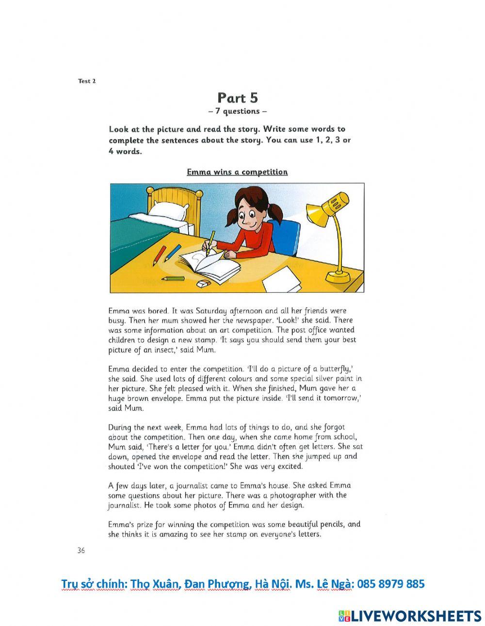 Flyers 4-Test 2… | Free Interactive Worksheets | 7075811