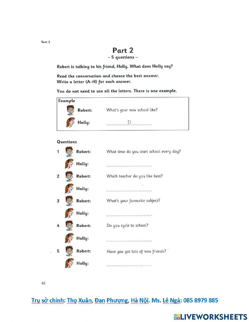 Flyers 4-Test 3… | Free Interactive Worksheets | 7075815