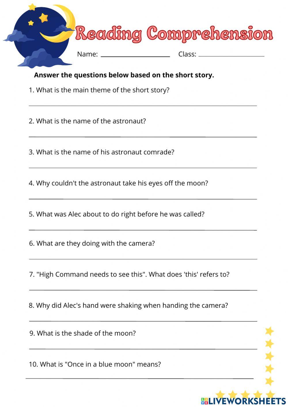 Reading Comprehension online exercise for Beginner | Live Worksheets