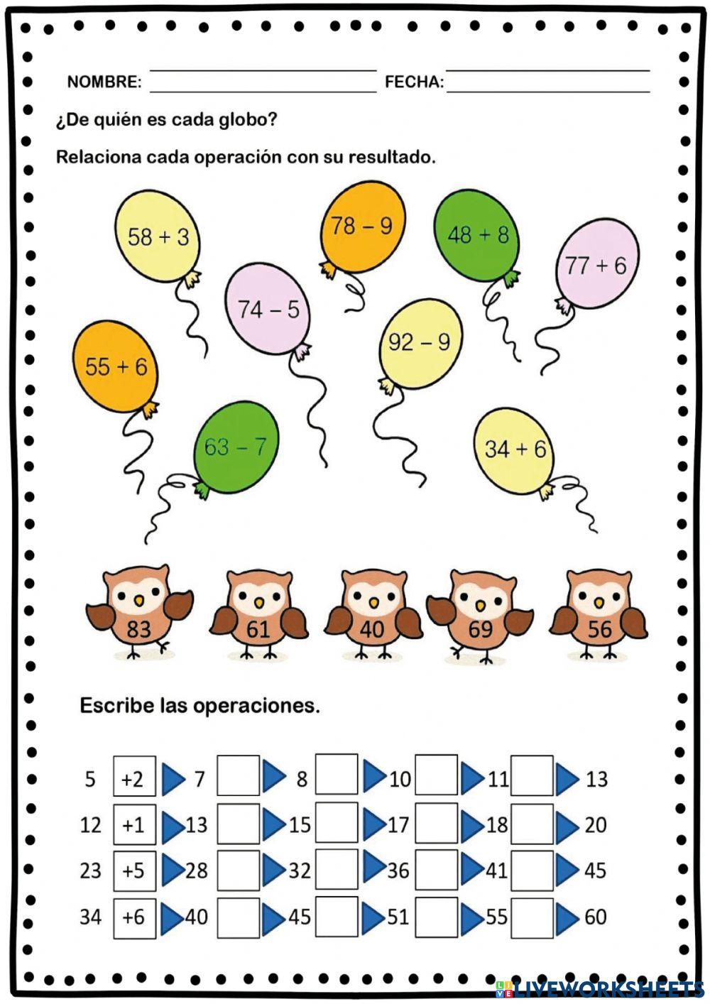 Praticar sumas worksheet | Live Worksheets
