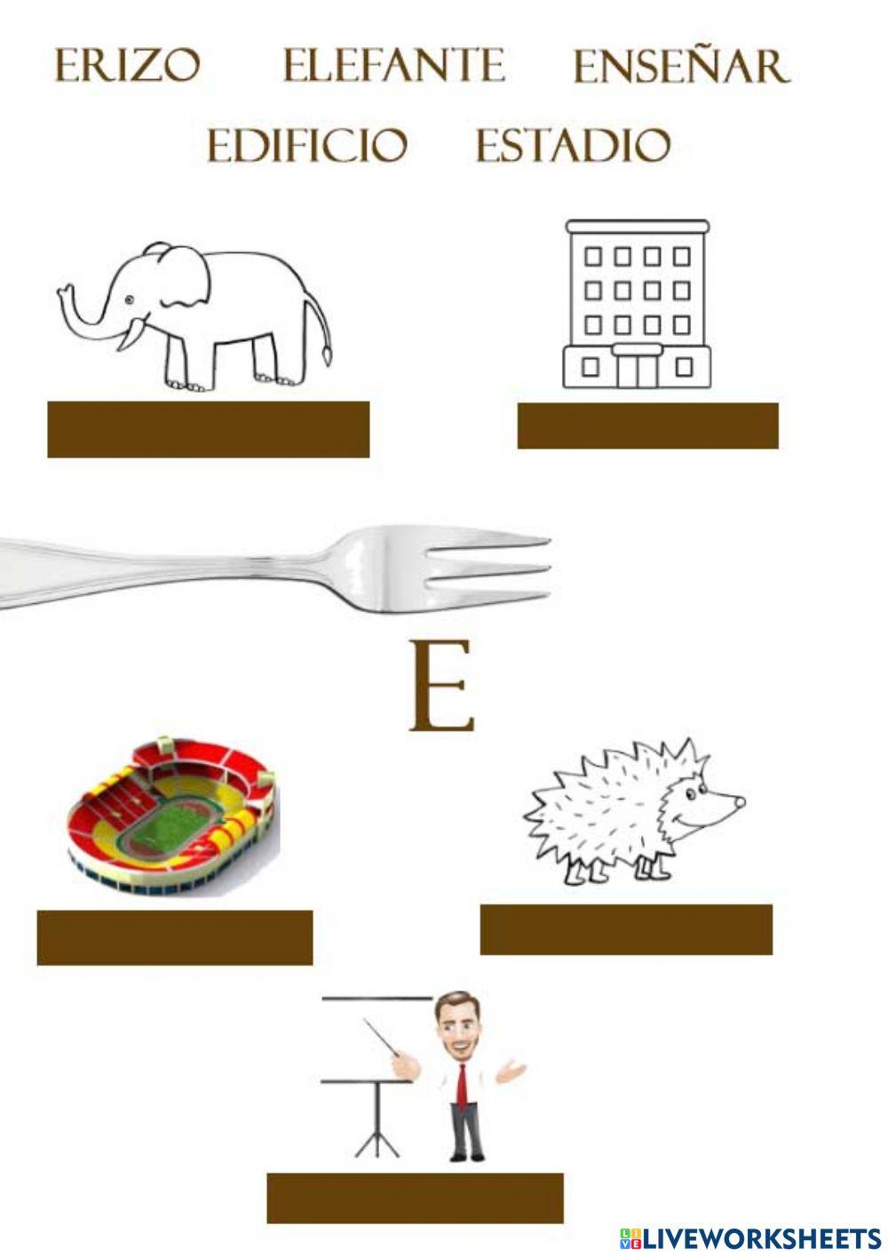 Letra e worksheet for EDUCACIÓN INFANTIL | Live Worksheets