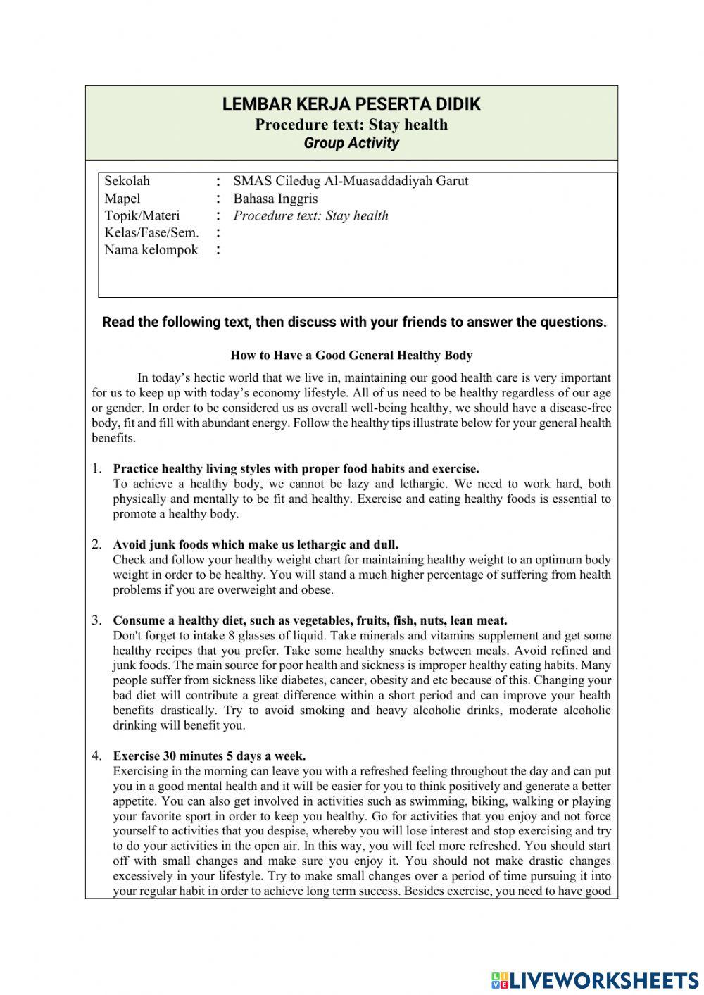 7081714 | LKPD - group activity - exercise procedure text