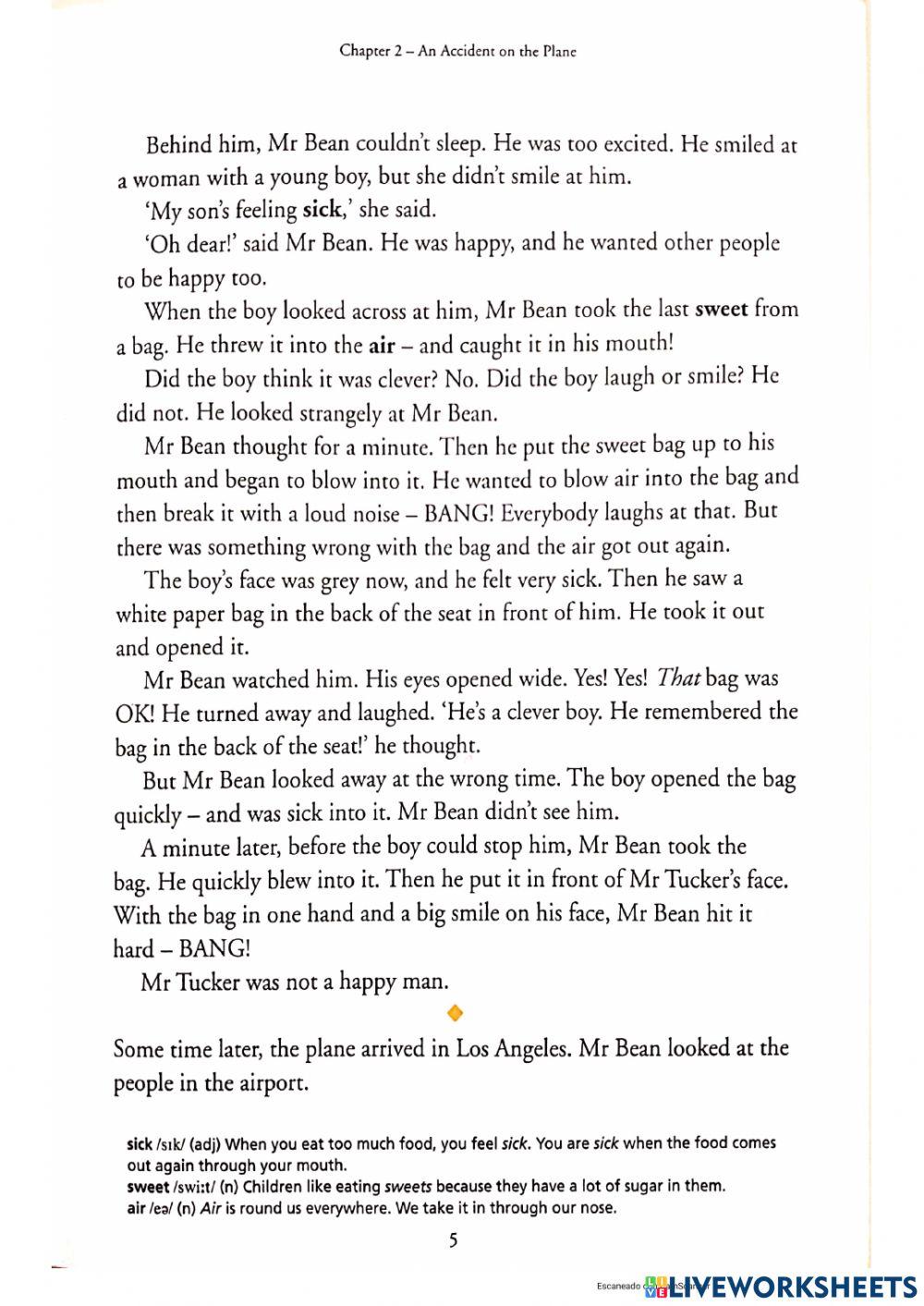 Mr Bean Chapter 2 worksheet | Live Worksheets
