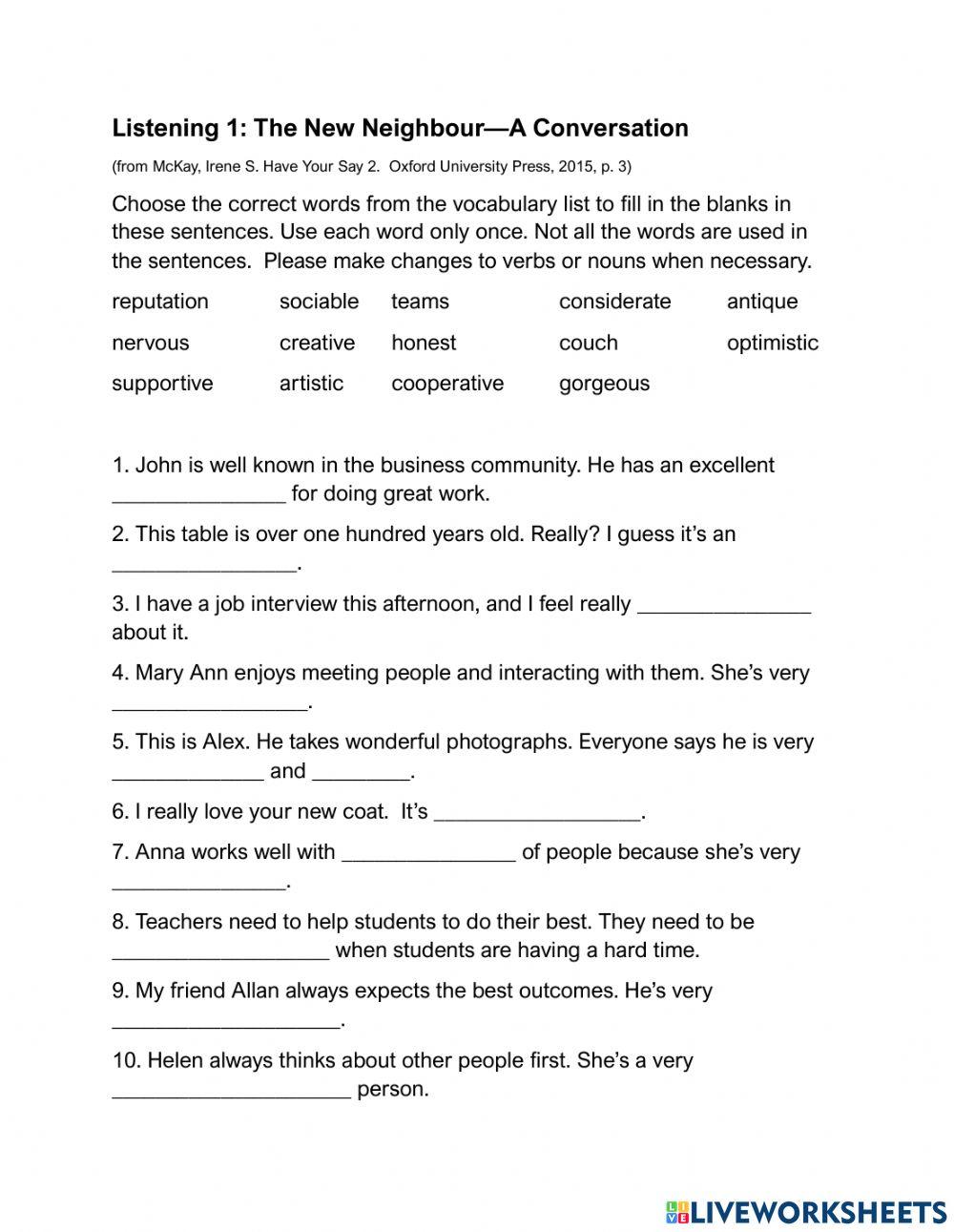 7083366 | The New Neighbour--A Conversation | tehudson