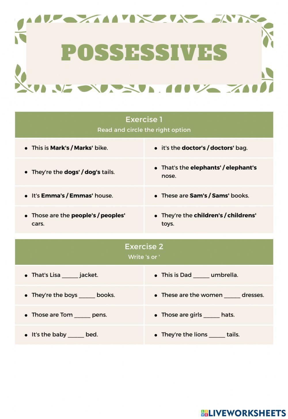 Possessives 7081756 | Vilena Tsurankova | Live