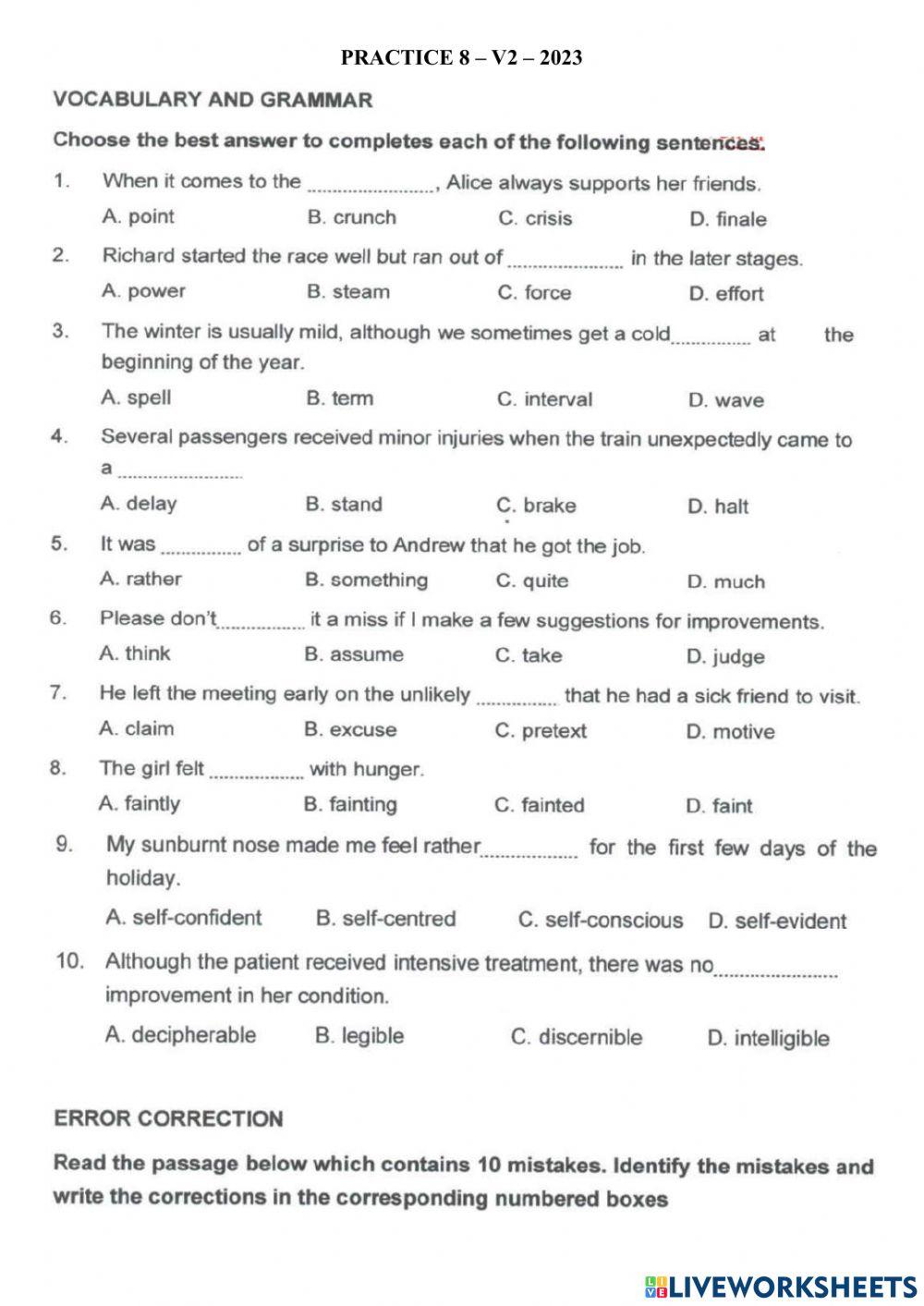 Practice 8-V2-2023 7082468 | xthao167 | Live Worksheets