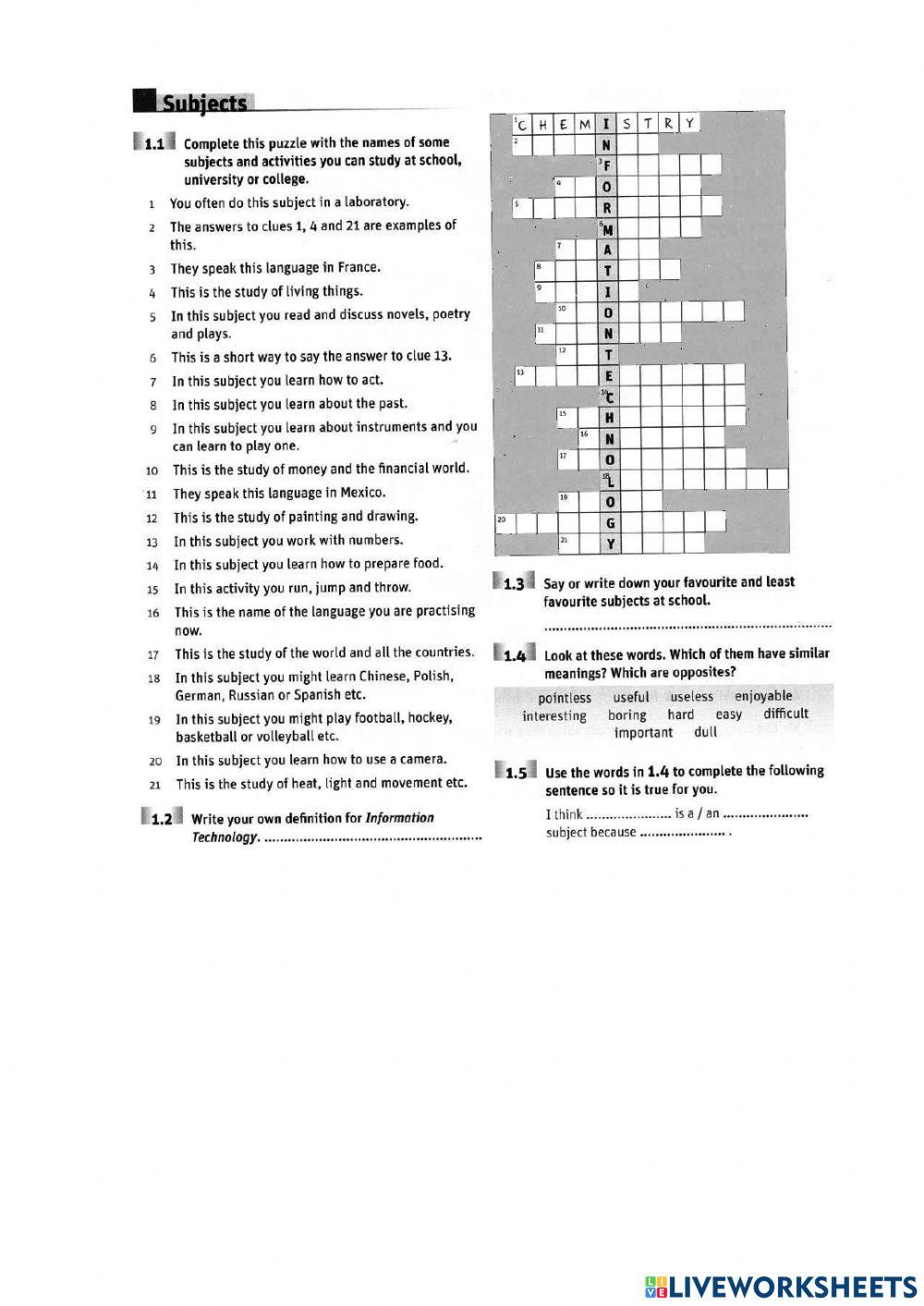 U2-l7-hw worksheet | Live Worksheets