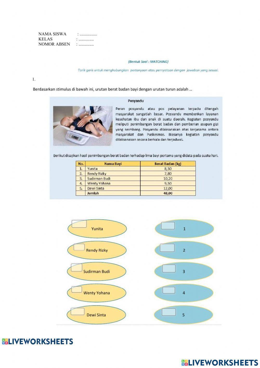 Bilangan bulat 7 worksheet | Live Worksheets