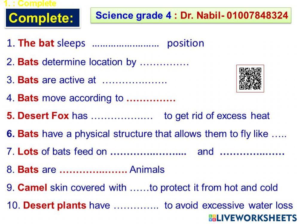 Adaptaion exercise worksheet | Live Worksheets
