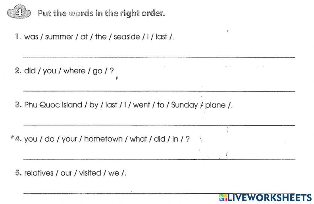 Reorder online activity for 5 | Live Worksheets