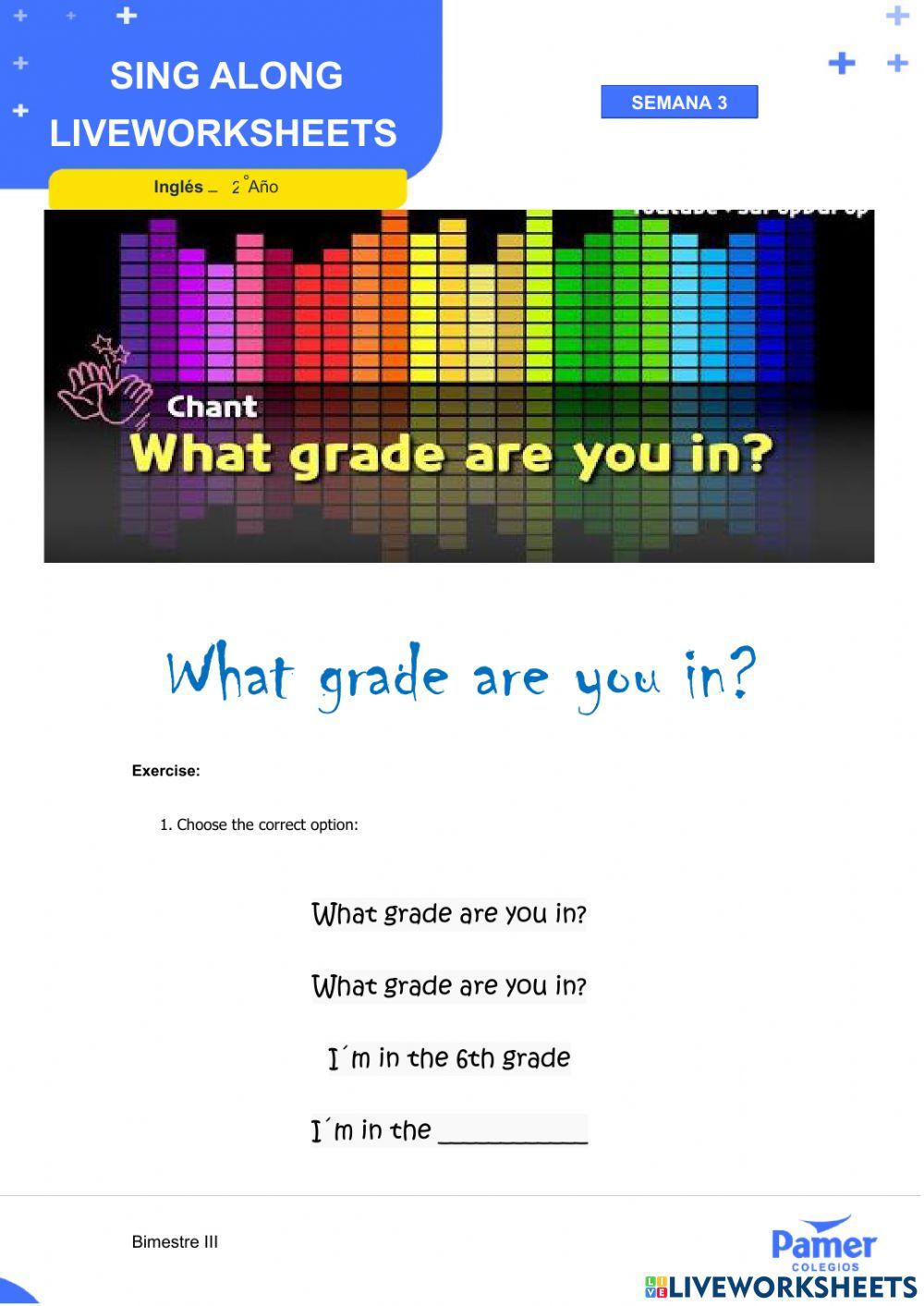 What grade are you in ? worksheet | Live Worksheets