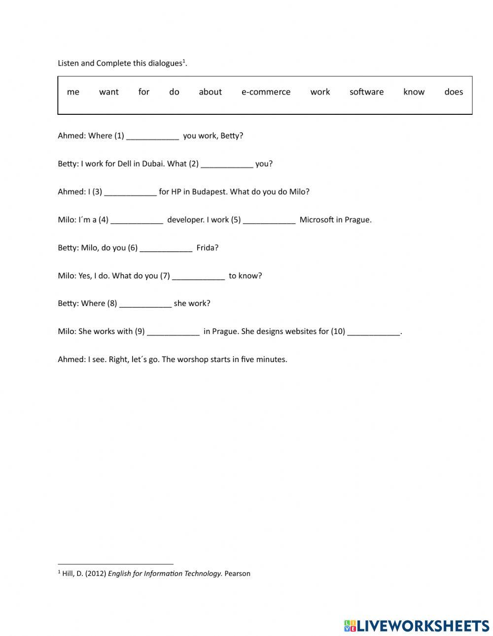 Working in IT | Live Worksheets