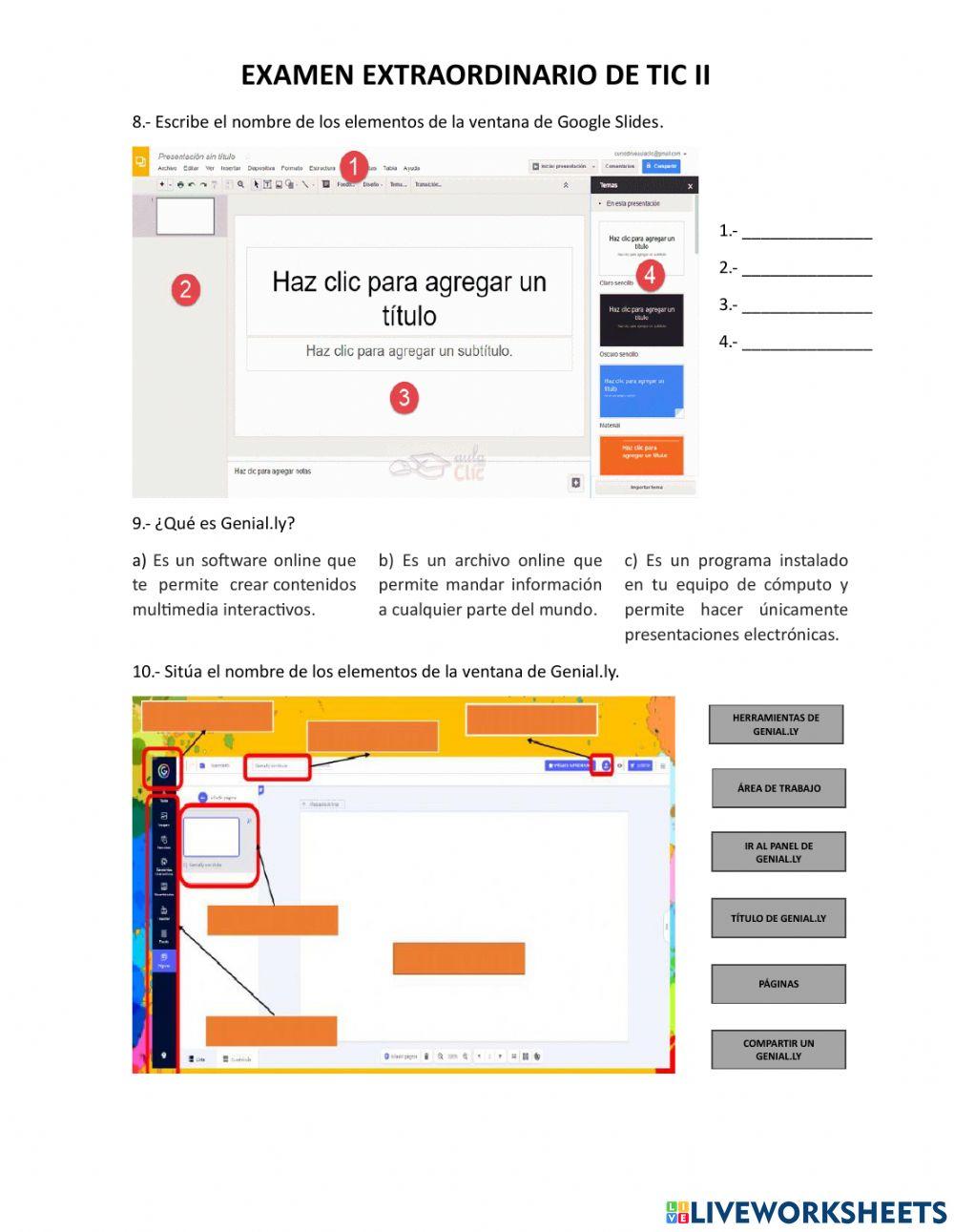 EXTRAORDINARIO DE TIC II online exercise for | Live Worksheets