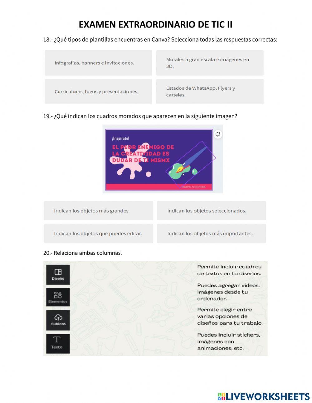 EXTRAORDINARIO DE TIC II online exercise for | Live Worksheets