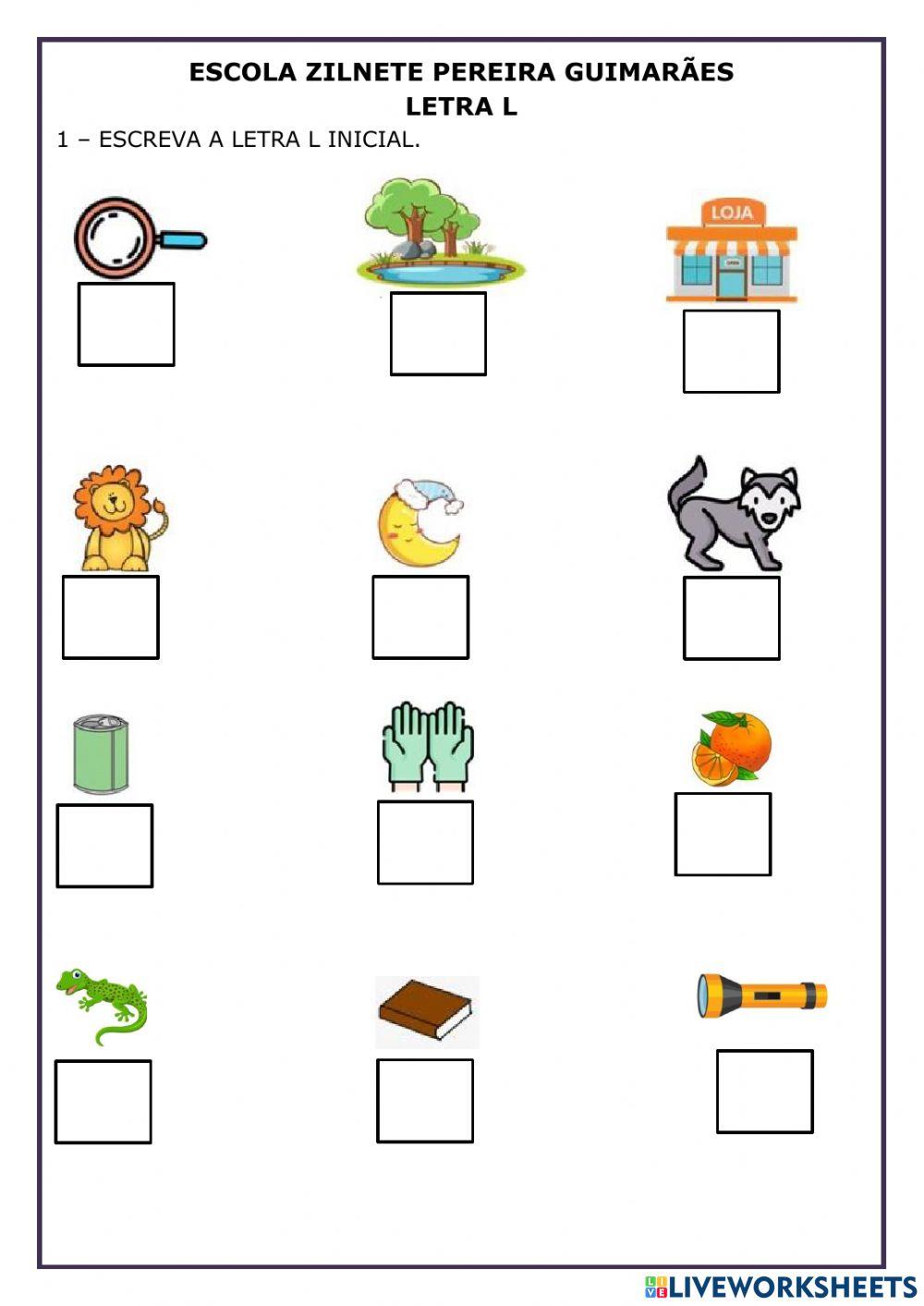 Letra L online exercise for educação infantil | Live Worksheets