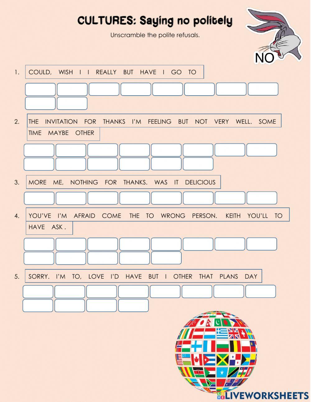 Saying no worksheet | Live Worksheets