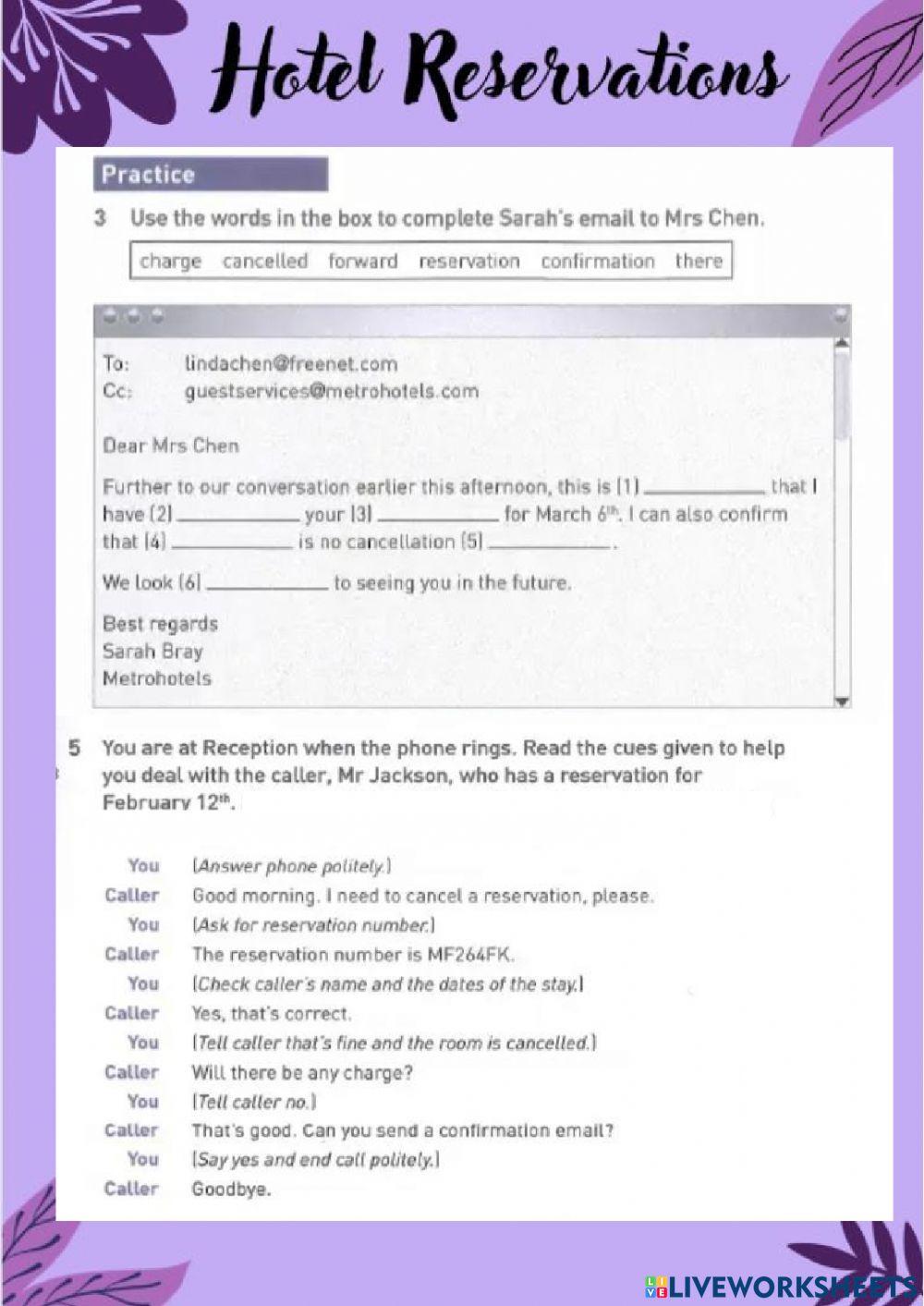 Hotel industry | Free Interactive Worksheets | 7087646