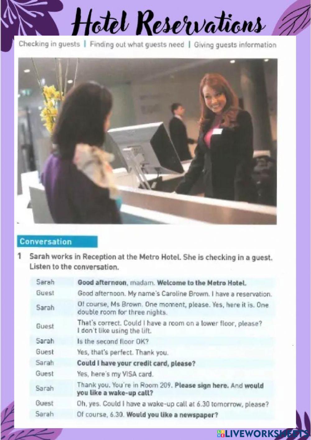 Hotel industry | Free Interactive Worksheets | 7087646