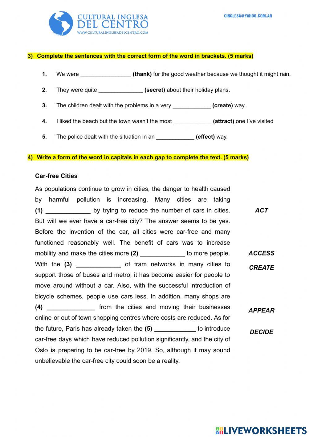 5th adolescent - grammar - vocabulary - mid-term 2023 - CIC online ...