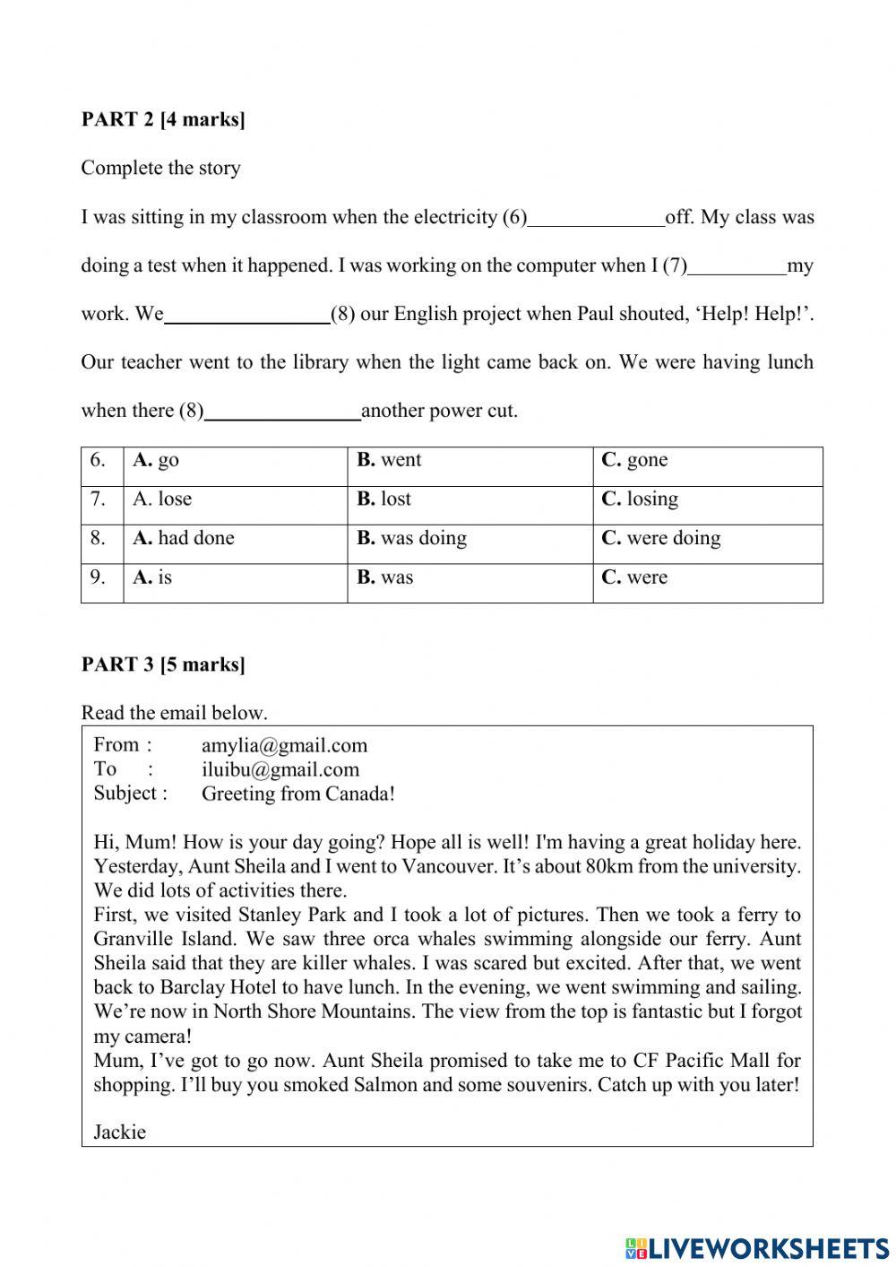 MID TEST ENGLISH LEVEL 2 online exercise for | Live Worksheets