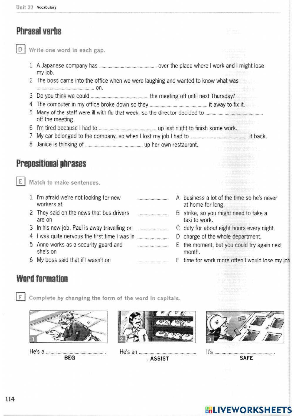 Working and Earning B1 worksheet | Live Worksheets