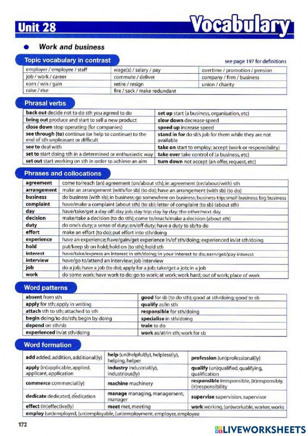 Work and Business B2 worksheet | Live Worksheets