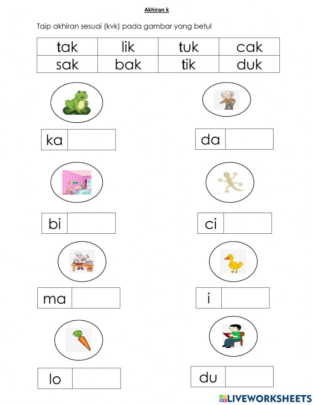 akhiran k t1 online exercise for | Live Worksheets