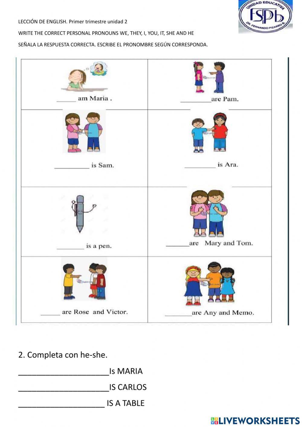 PERSONAL PRONOU… | Free Interactive Worksheets | 7090949