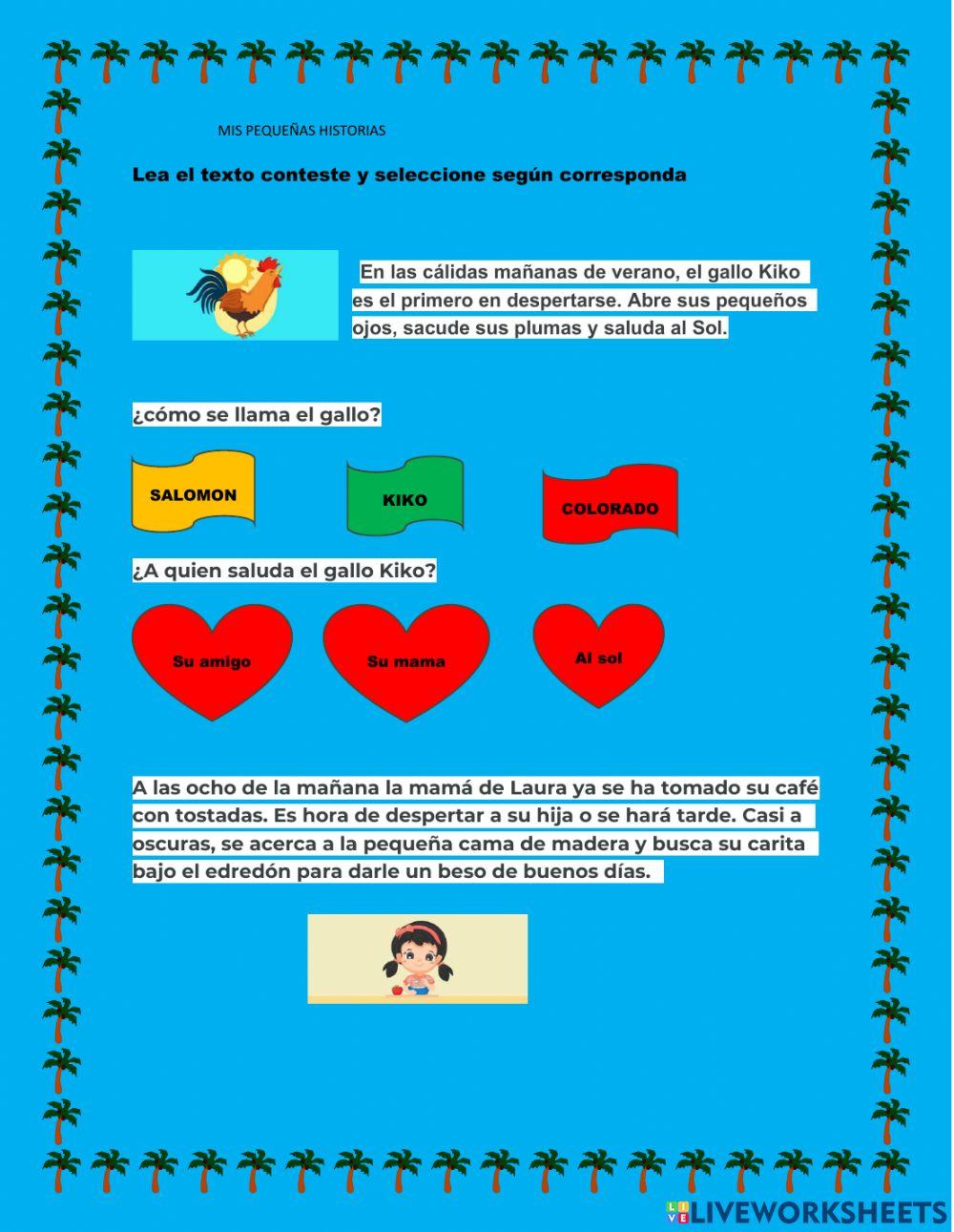 Pequeño texto worksheet | Live Worksheets