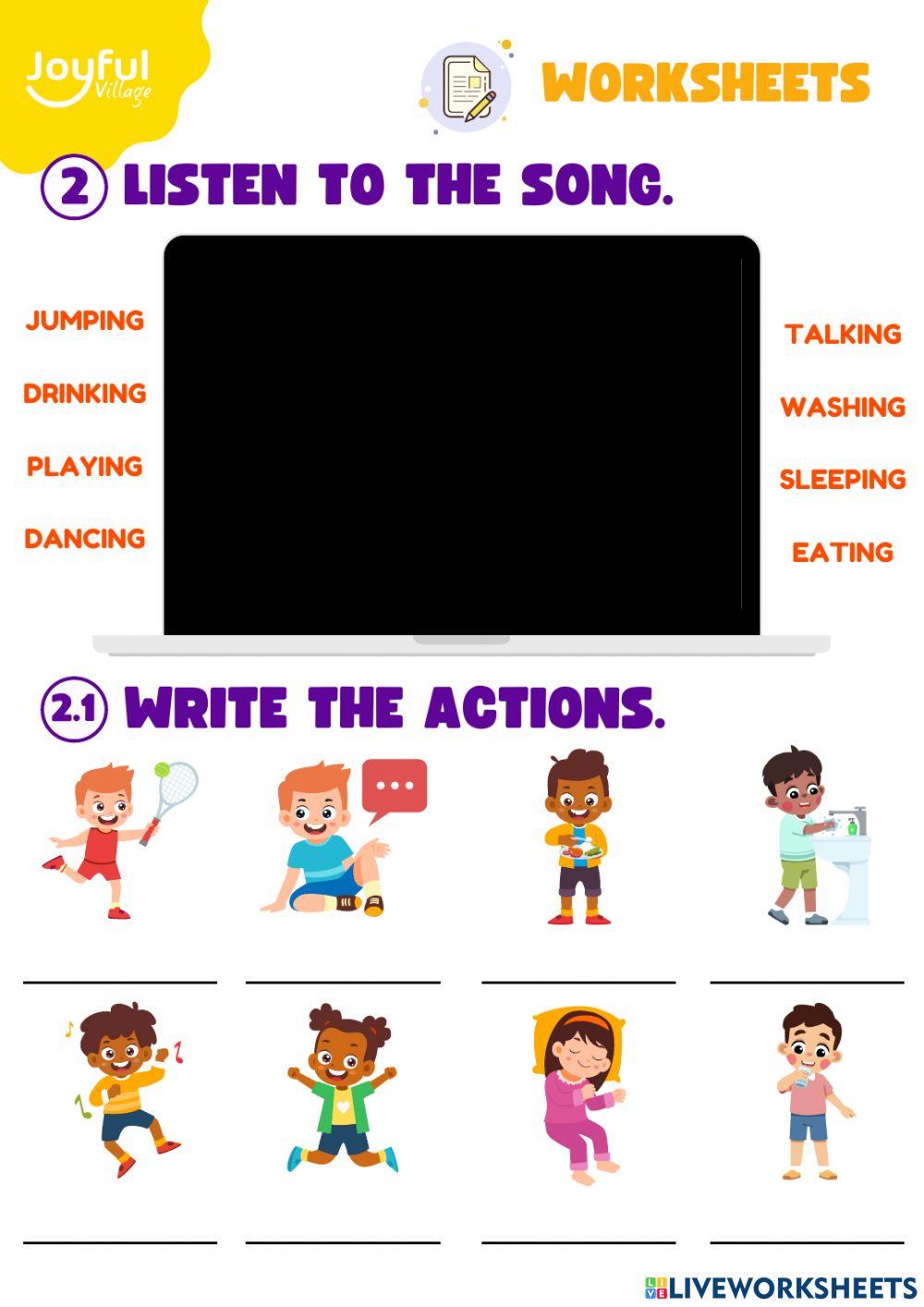 7088301 | Actions song | Joyful Village | LiveWorksheets