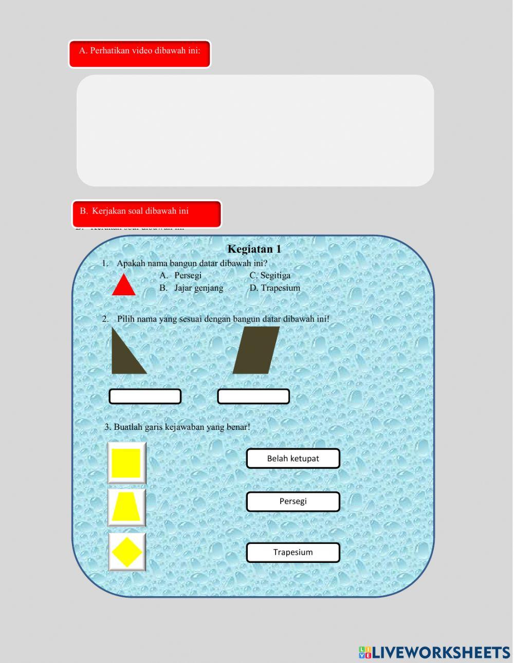 Segitiga dan Segi Empat worksheet | Live Worksheets
