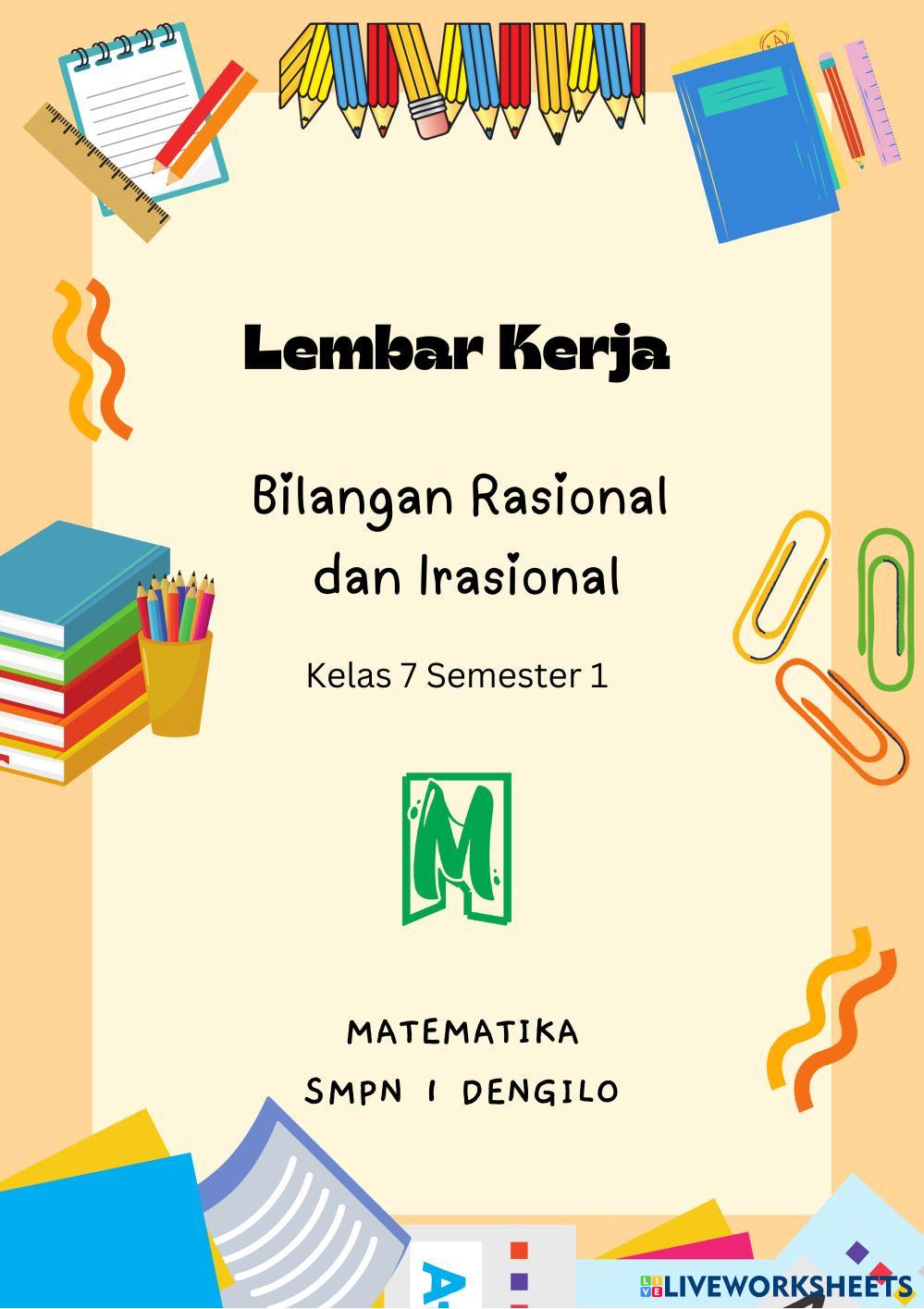 lembar kerja bilangan rasional dan irasional | Muchlis