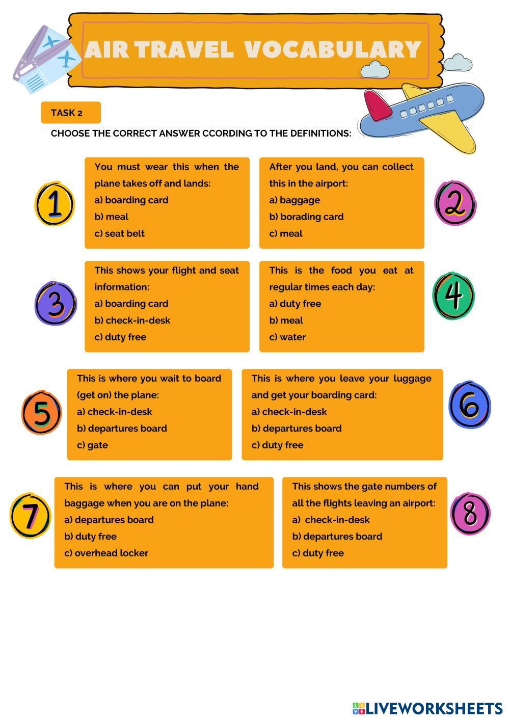 AIRPORT VOCABUL… | Free Interactive Worksheets | 7209262