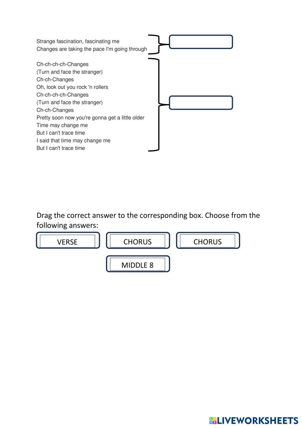 Song Structure … | Free Interactive Worksheets | 7209585
