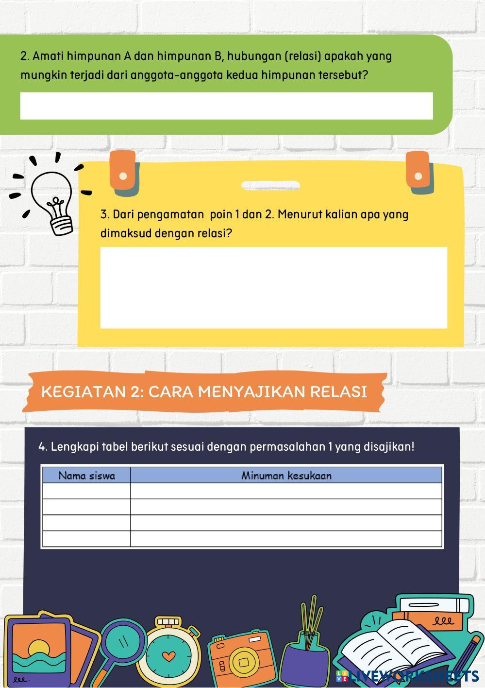 LKPD Relasi Kelas VIII | Live Worksheets