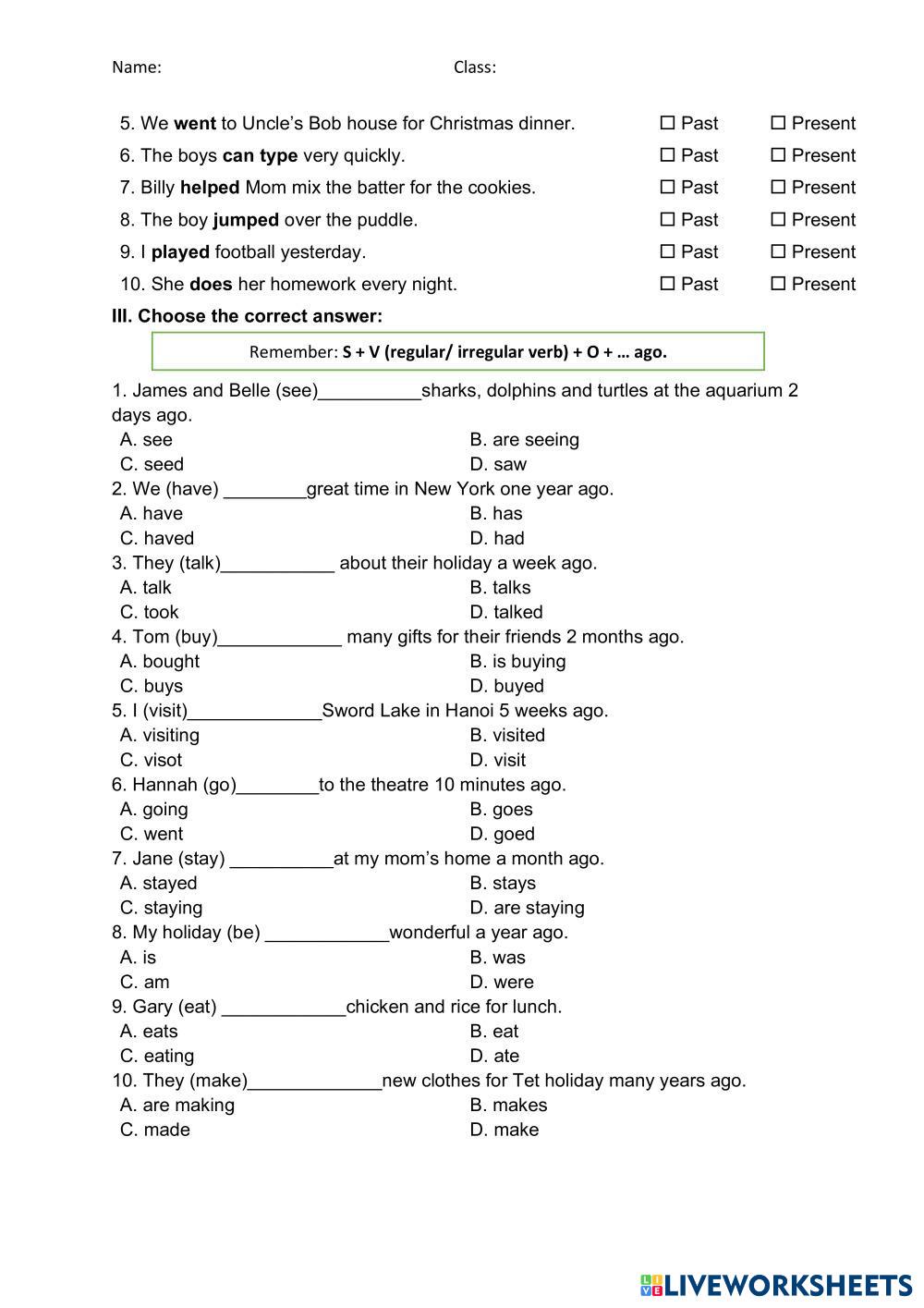 Unit 2. Revision | Live Worksheets