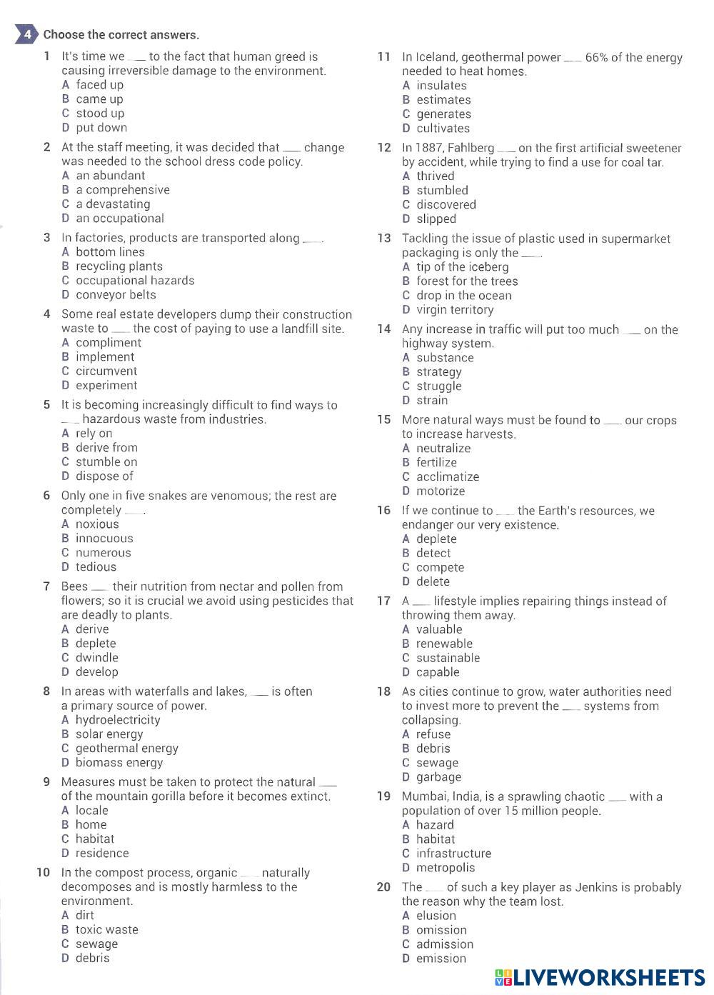 AA c1c2 Vocabulary test 3 | Live Worksheets