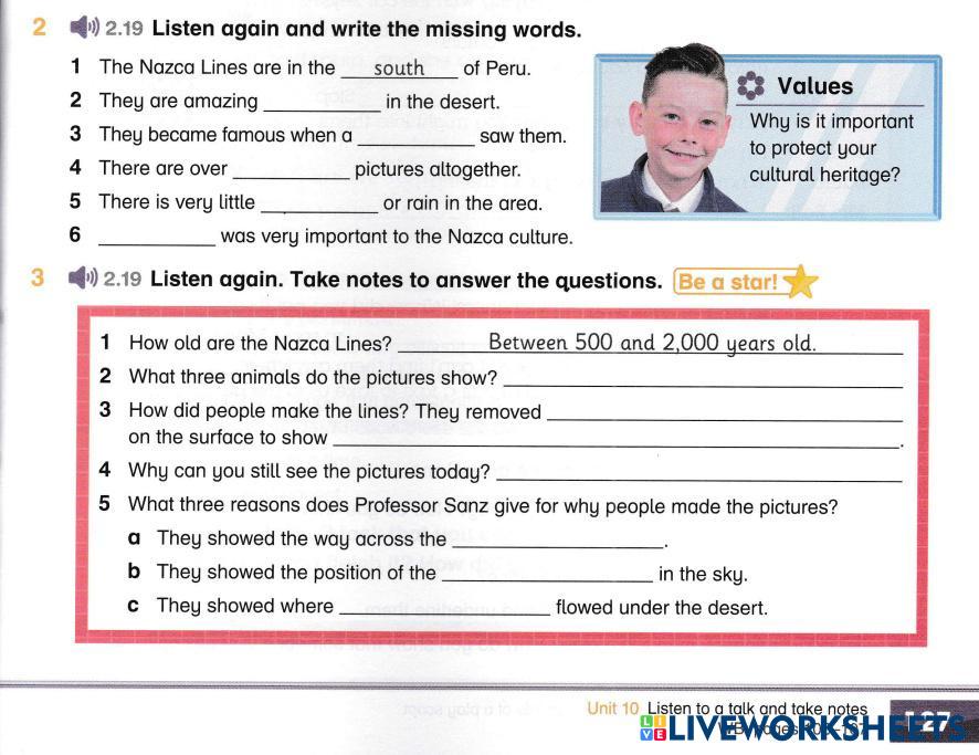 ACADEMY STAR'S YEAR 6 UNIT 10 LESSON 5 LISTENING | Live Worksheets
