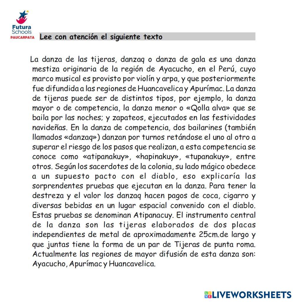 MIS LECTURAS N°1 | Live Worksheets MIS LECTURAS N°1 | Live Worksheets